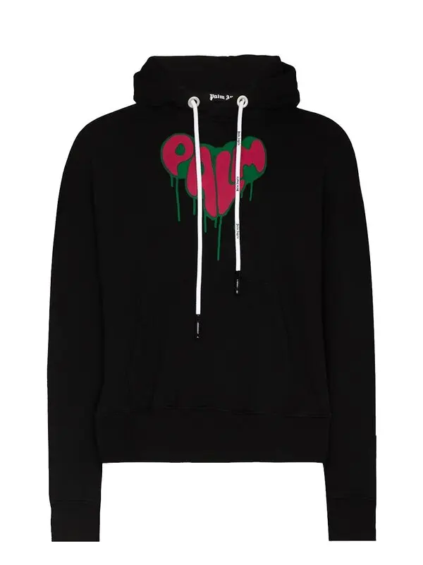 Palm Angels Palm Spray Heart Hoodie - Black Red Green