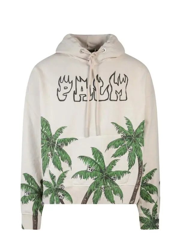 Palm Angels Palms & Skull Vintage Hoodie - White/green