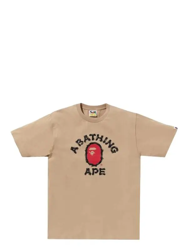 A BATHING APE Brush College Tee Shirt - Beige