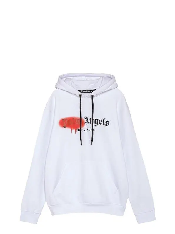 Palm Angels Hong Kong Sprayed Hoodie - White/orange