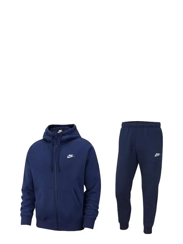 Nike Sportswear Club Fleece Full-zip Hoodie And Joggers Set - Midnight Navy Blue/white