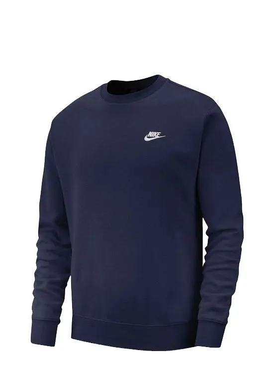 Nike Sportswear Club Fleece Crewneck Sweatshirt - Midnight Navy Blue/white