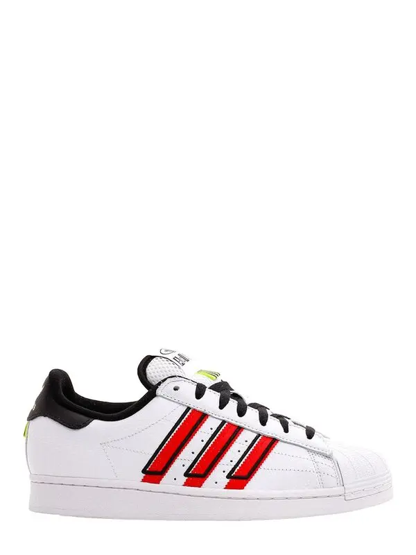Adidas Superstar Outlined Stripes Sneakers - Cloud White/vivid Red/solar Yellow