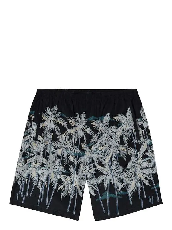 Palm Angels Palm Tree Print Swim Shorts - Black/white