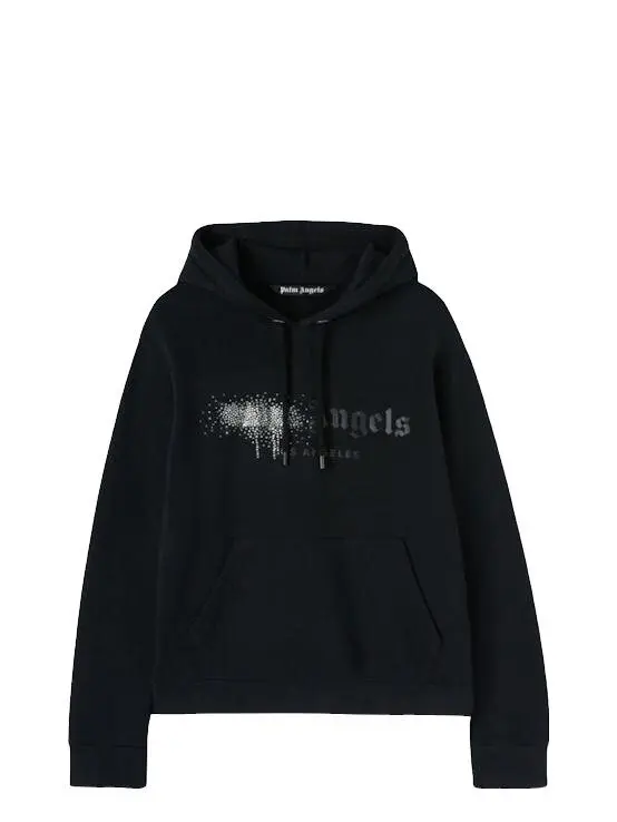 Palm Angels Rhinestone Sprayed Hoodie - Black