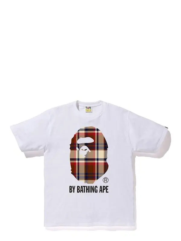 A BATHING APE Check Bathing Ape Tee Shirt - White/red