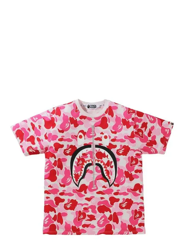 A BATHING APE Big Abc Camo Shark Tee Shirt - Pink