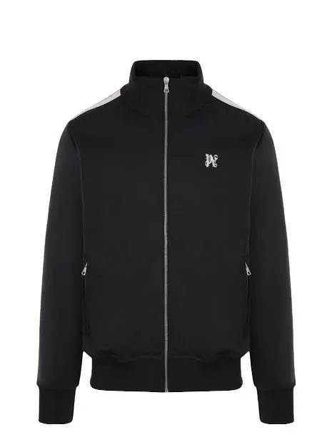 Palm Angels Pa Monogram Nylon Fullzip Sweatshirt - Black