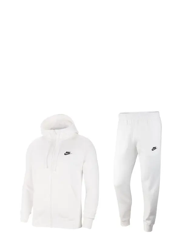Nike Sportswear Club Fleece Full-zip Hoodie & Joggers Set - White/black