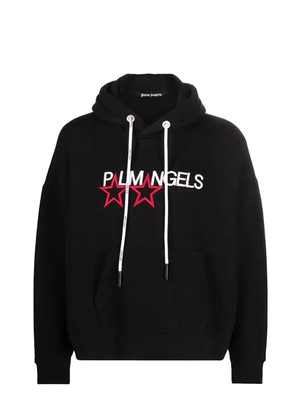 Palm Angels Racing Stars Logo Hoodie - Black/white/red