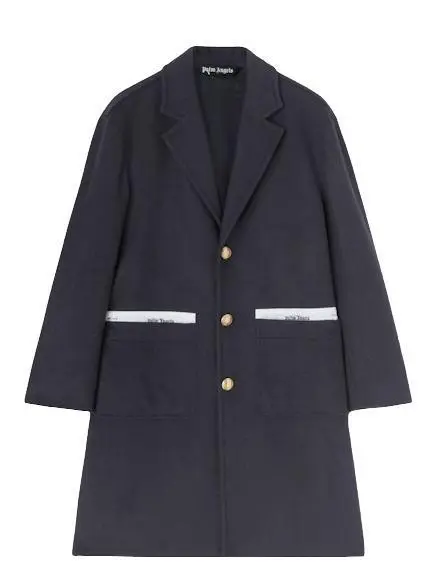 Palm Angels Sartorial Tape Button-up Coat - Navy Blue/off/white