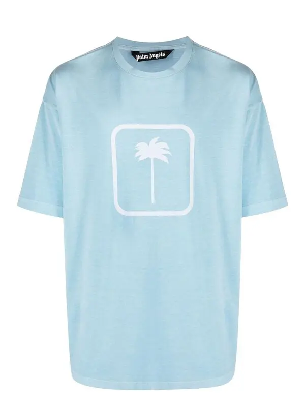 Palm Angels Pxp Tonal Palm Tree Print T-shirt - Turquoise White