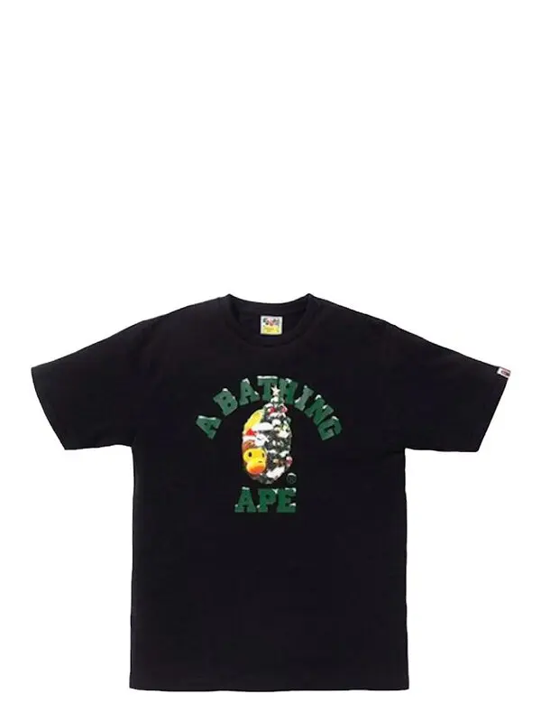 A BATHING APE Christmas College Tee Shirt - Black