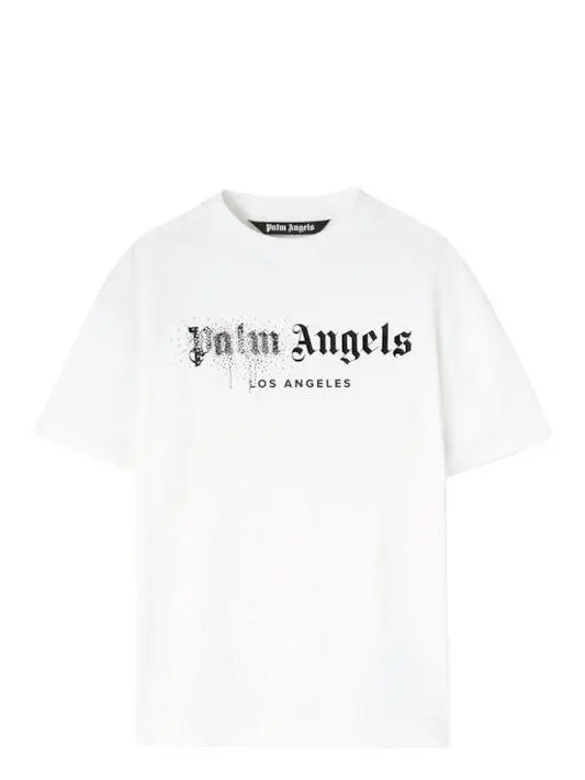 Palm Angels Rhinestone Sprayed Classic T-shirt - White/black
