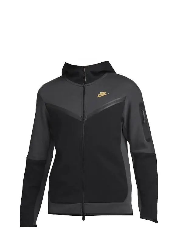 Nike Sportswear Tech Fleece Full-zip Hoodie - Dark Smoke Grey/gold