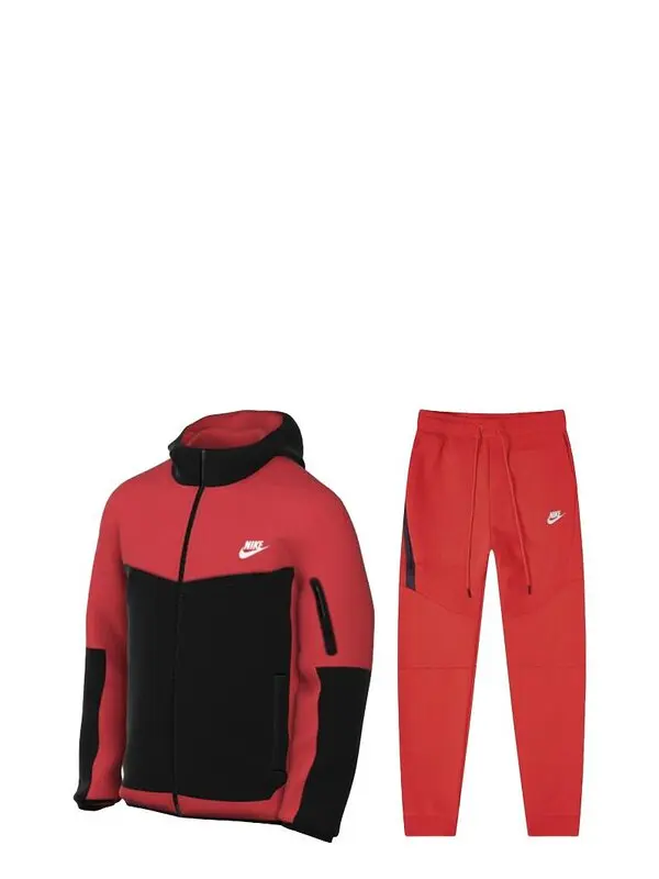 Nike Sportswear Tech Fleece Full Zip Hoodie & Joggers Set - Light Crimson/black/white