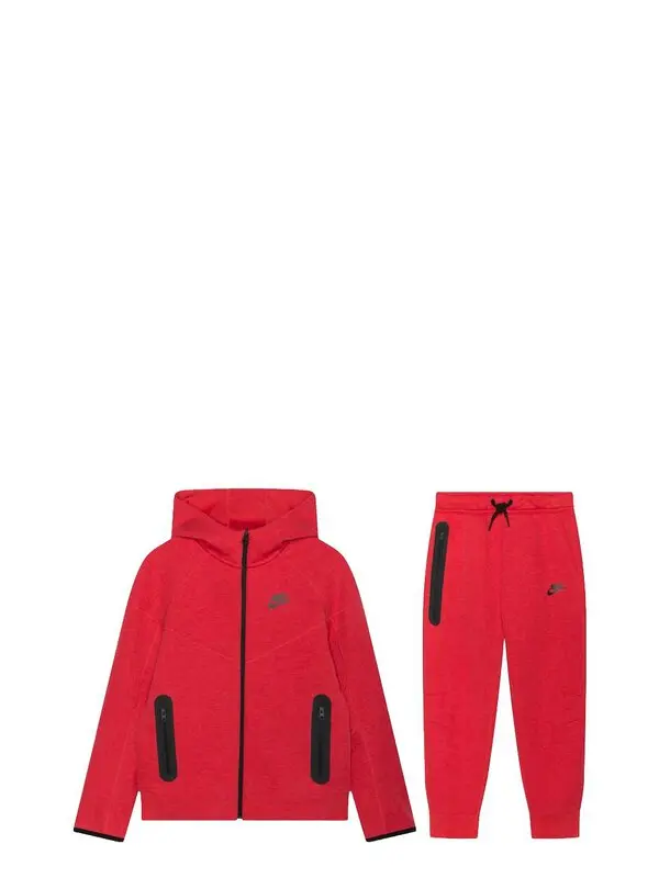 Nike Tech Fleece Full-zip Hoodie And Joggers Set - Light University Red Heather/black
