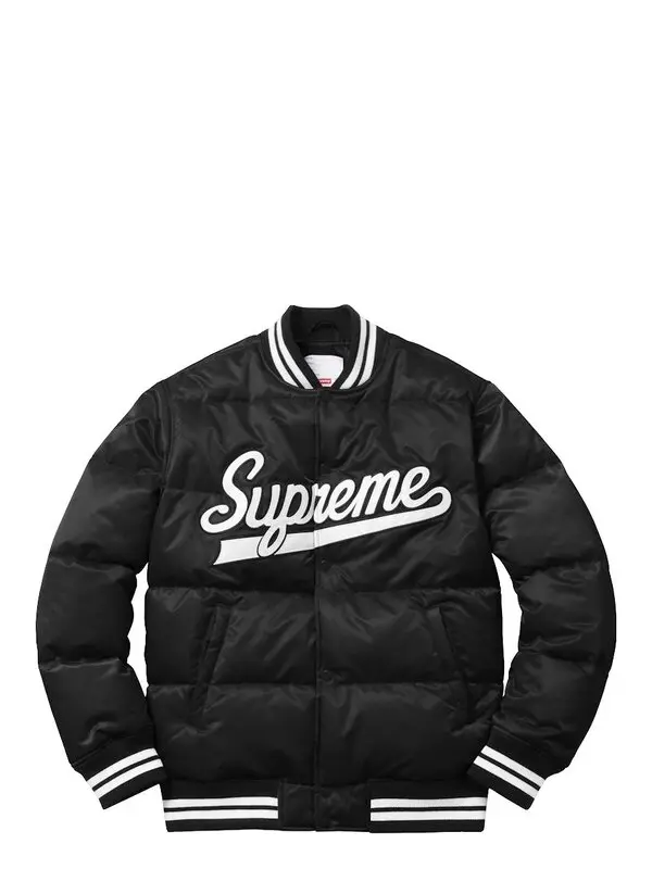 Supreme Script Varsity Puffy Jacket - Black
