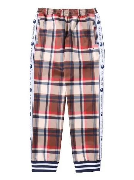 A BATHING APE Check Jersey Pants - Red