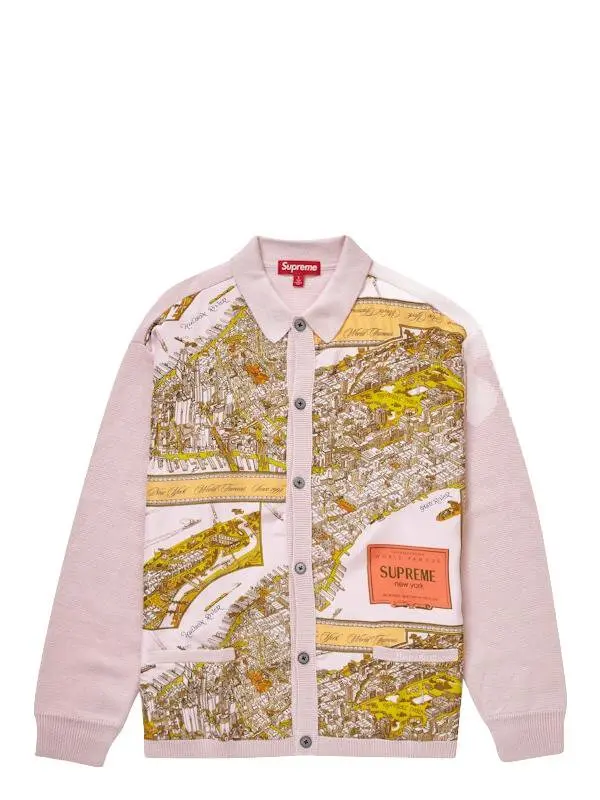 Supreme Silk Map Cardigan - Pink