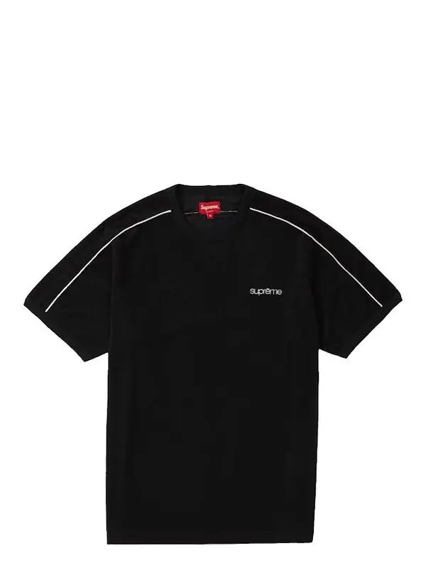 Supreme Shoulder Stripe Terry Short Sleeve Top - Black
