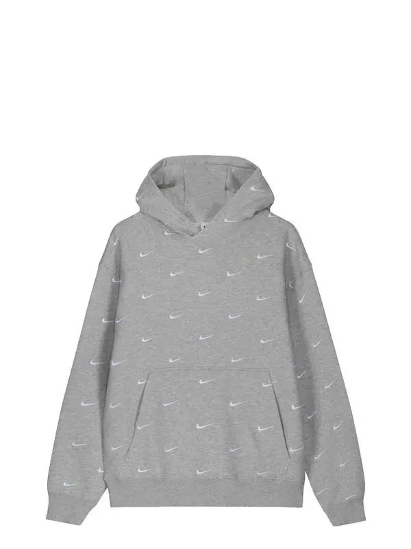 Nike Nrg All Over Swoosh Logo Hoodie - Grey Heather/white