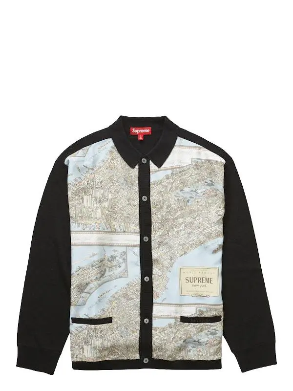 Supreme Silk Map Cardigan - Black