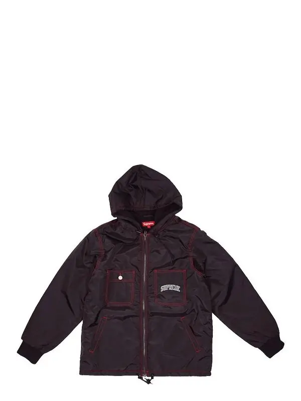 Supreme Sherpa Lined Nylon Zip Up Jacket - Black