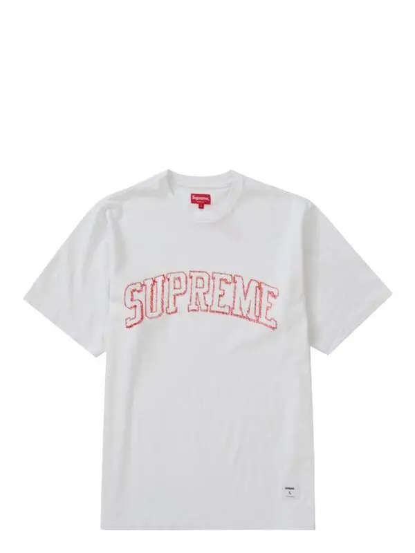 Supreme Sketch Embroidered Short Sleeve Top - White