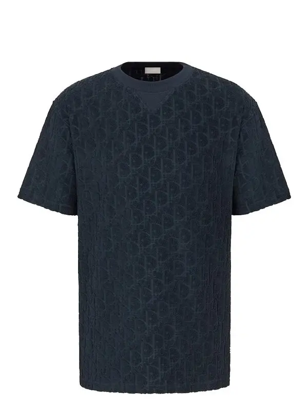 Dior Oversized Oblique T-shirt - Navy Blue Terry Cotton Jacquard