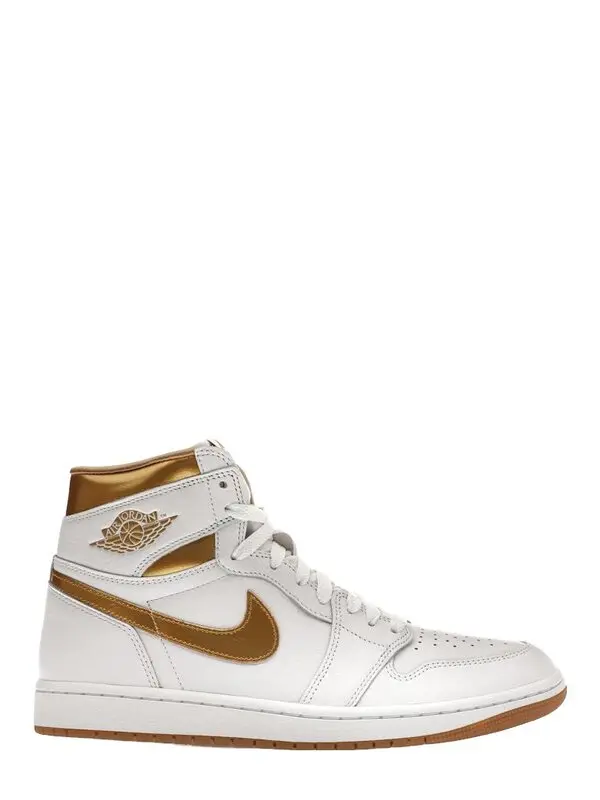 JORDAN 1 Retro High Og Sneakers - White/metallic Gold/gum Light Brown