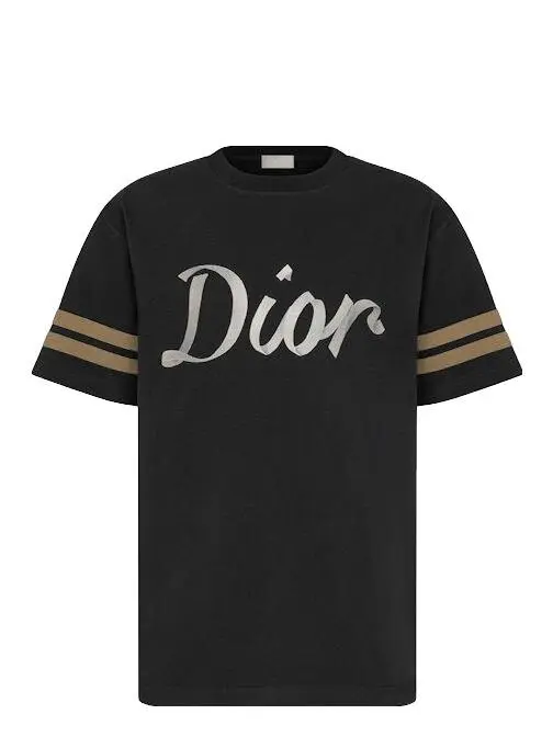 Dior Relaxed Fit Ribbon Logo T-shirt - Black