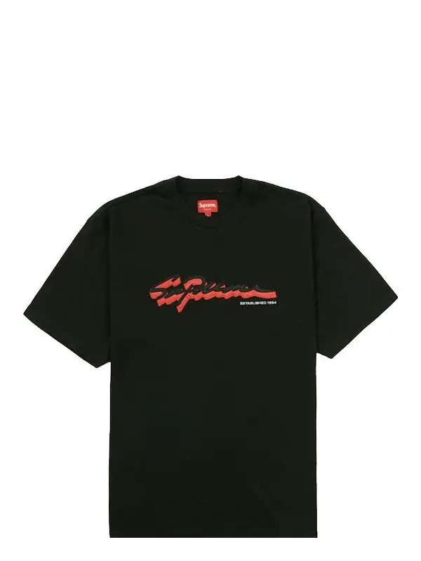 Supreme Shadow Script Short Sleeve Top - Black