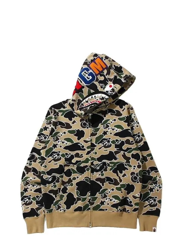 BAPE Camo Shark Full Zip Hoodie - Yellow