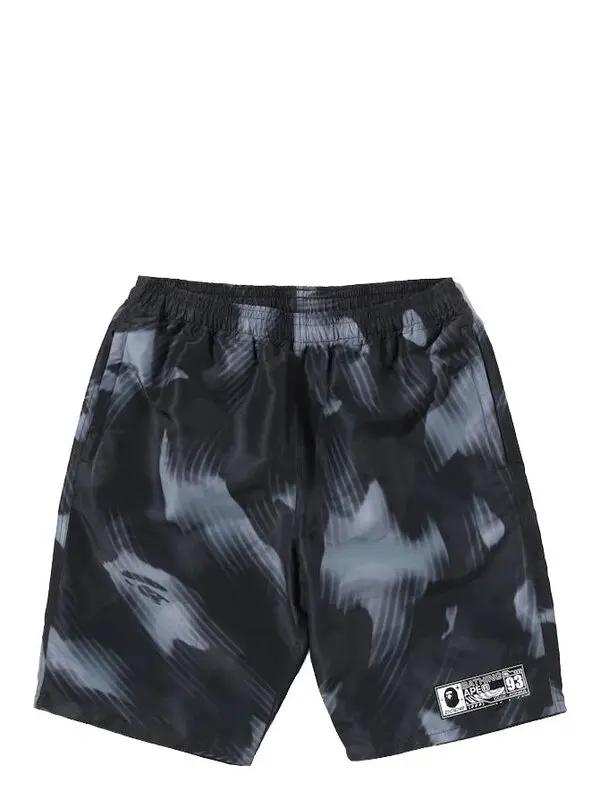 BAPE Stroke Camo Beach Shorts - Black