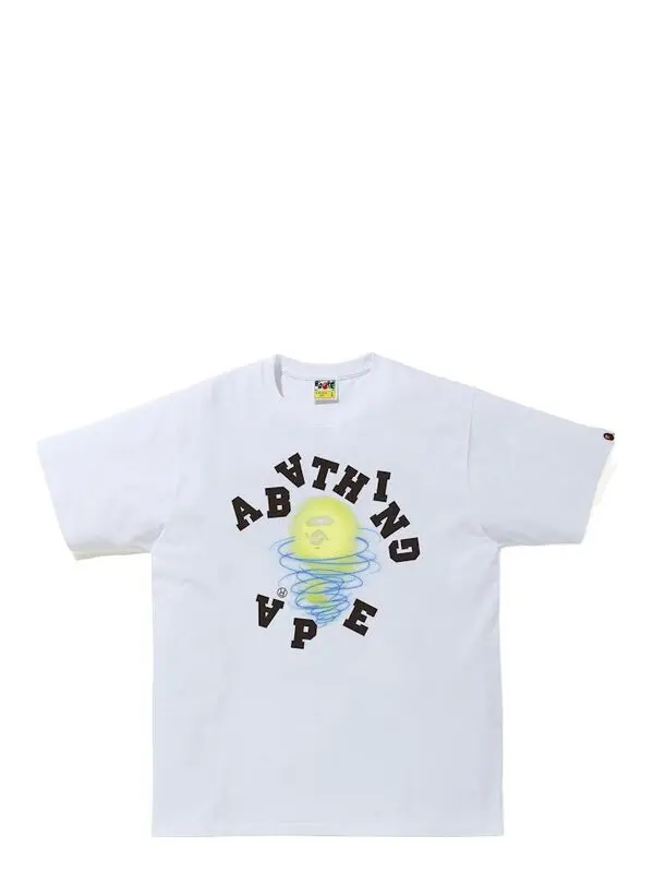 A BATHING APE Storm Broken College Tee Shirt - White/black