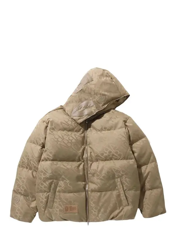 A BATHING APE Sport Monogram Shark Puffer Down Jacket - Beige