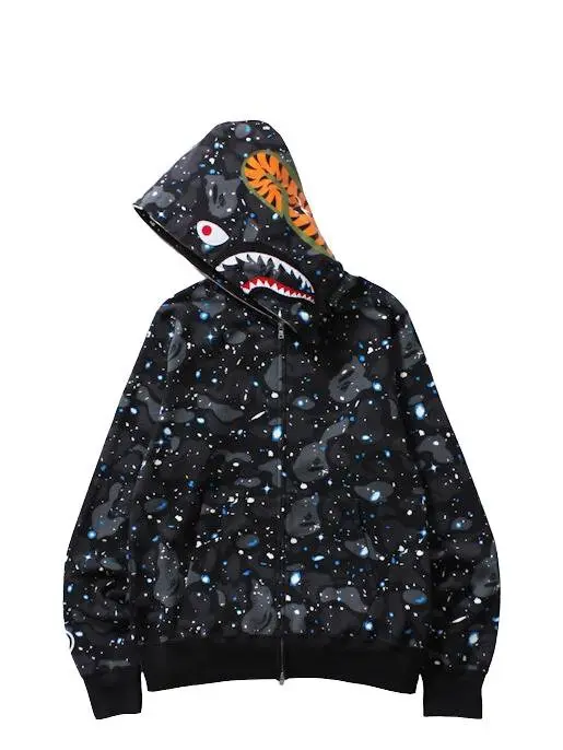 BAPE Space Camo Shark Wgm Full-zip Hoodie - Black