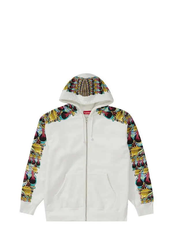 Supreme Skulls Zip Up Hooded Sweatshirt - White