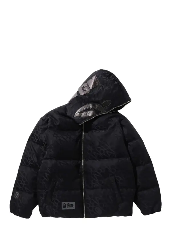 BAPE Sport Monogram Shark Hoodie Puffer Down Jacket - Black
