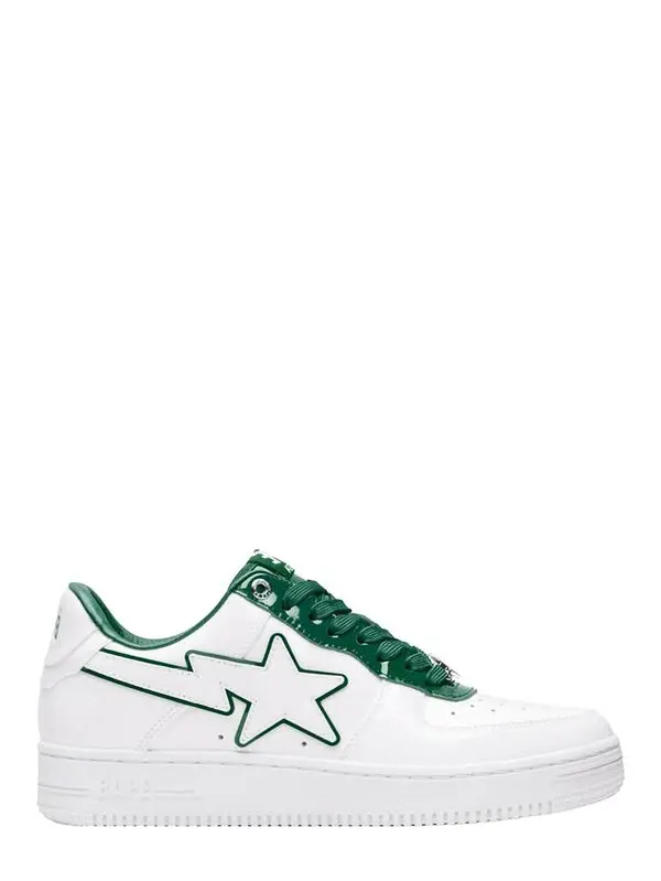 BAPE A Bathing Ape Sta Patent Leather Sneakers - White/green