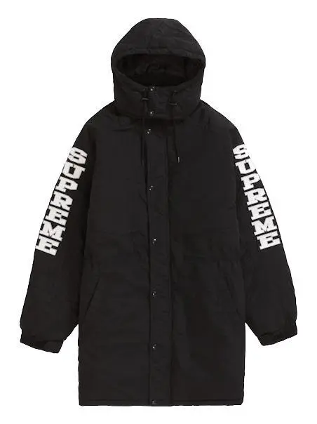 Supreme Sleeve Logo Sideline Parka Jacket - Black