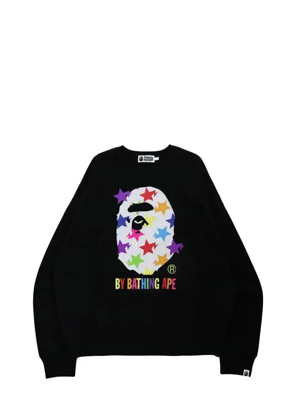 A BATHING APE Sta Pattern Loose Fit Crewneck Sweatshirt - Black