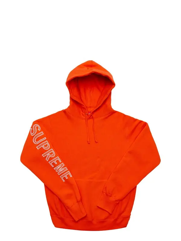 Supreme Sleeve Embroidery Hooded Sweatshirt - Dark Orange