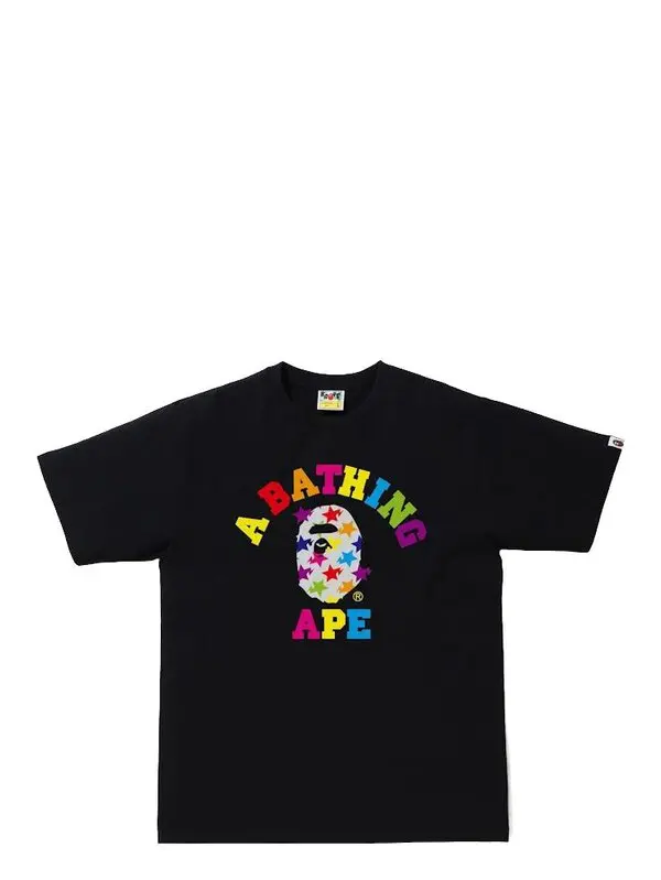 A BATHING APE Sta Pattern College Tee Shirt - Black