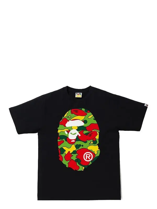A BATHING APE Sta Camo Big Ape Head Tee Shirtin - Black