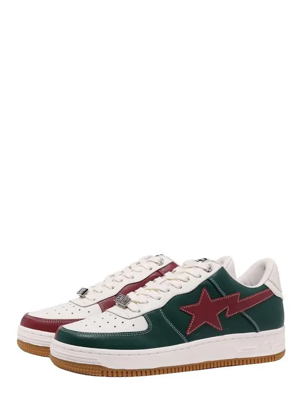BAPE A Bathing Ape Sta End. Bowling Sneakers - Ivory/dark Green/maroon
