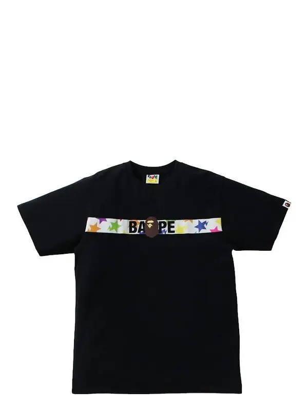 A BATHING APE Sta Pattern Tape Ape Head Tee Shirt - Black
