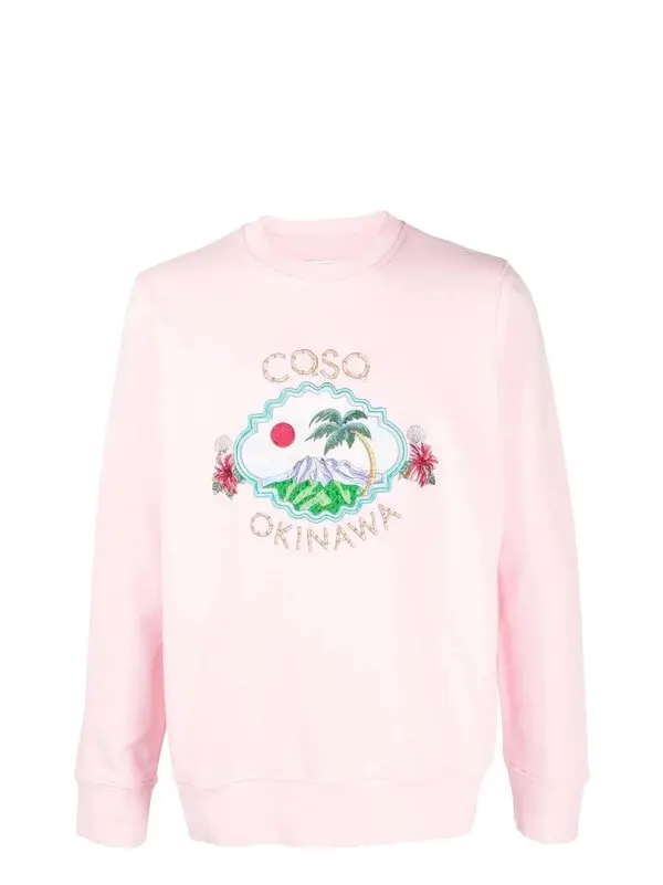 Casablanca Casa Okinawa Embroidered Crewneck Sweatshirt - Pink