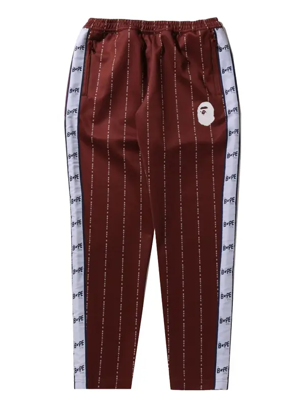 A BATHING APE Text Stripe Jersey Pants - Brown